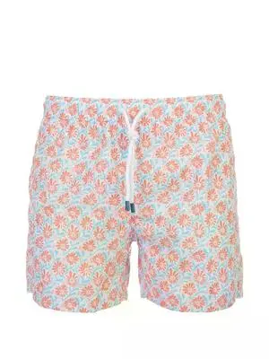 Fedeli Floral-print Swim Shorts - Blue