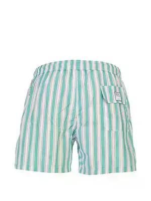 Fedeli Striped Drawstring Swim Shorts - Green