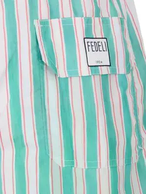 Fedeli Striped Drawstring Swim Shorts - Green