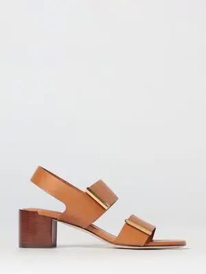 TOD'S Calfskin Leather Slingback Sandals - Brown
