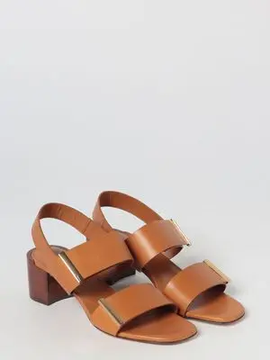 TOD'S Calfskin Leather Slingback Sandals - Brown