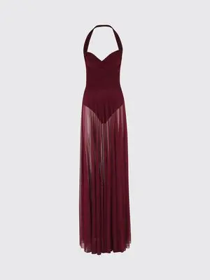 Norma Kamali Halterneck Maxi Dress With Draped Bodice And Sheer Skirt