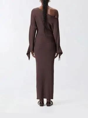 Pinko Ribbed Knit Maxi Dress - Brown
