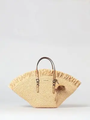 Michael Kors Raffia Tote Bag With Fringe Detail