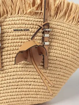 Michael Kors Raffia Tote Bag With Fringe Detail