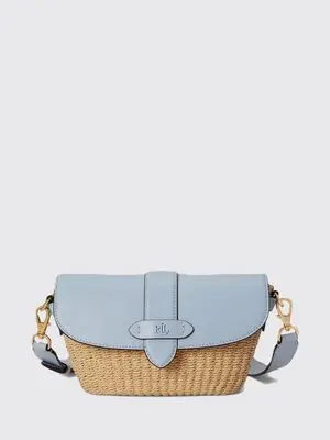 Ralph Lauren Raffia And Leather Crossbody Bag - Blue
