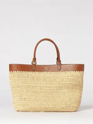 Ralph Lauren Raffia And Leather Tote Bag - Natural
