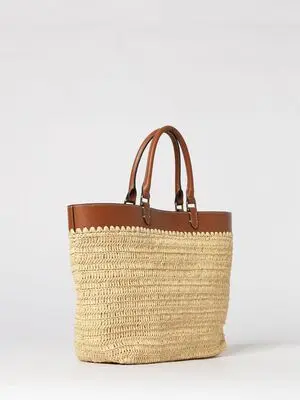 Ralph Lauren Raffia And Leather Tote Bag - Natural