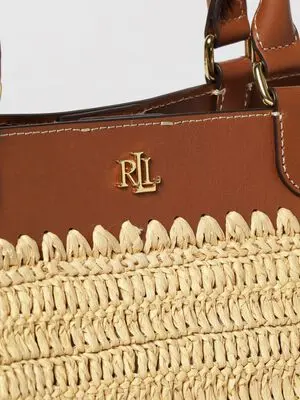 Ralph Lauren Raffia And Leather Tote Bag - Natural
