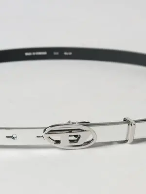 DIESEL® Metallic Leather Belt - Silver
