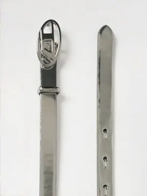 DIESEL® Metallic Leather Belt - Silver