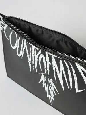 COUNTY OF MILAN Faux Leather Clutch With Printed Logo
