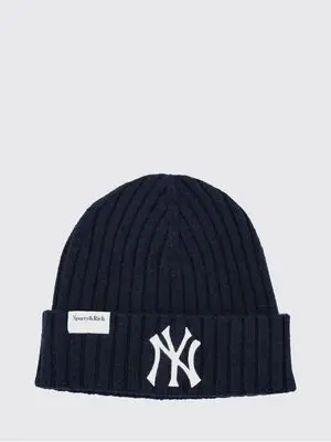 SPORTY & RICH Yankees Serif Ribbed Cashmere Hat - Blue