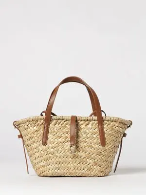 COCCINELLE Raffia Tote Bag With Leather Trim