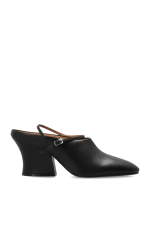 JIL SANDER Leather Heeled Mules - Black