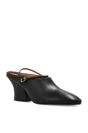 JIL SANDER Leather Heeled Mules - Black