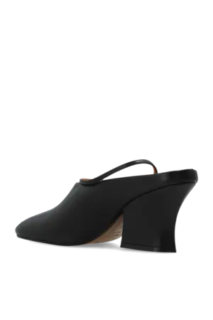 JIL SANDER Leather Heeled Mules - Black