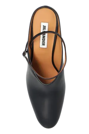 JIL SANDER Leather Heeled Mules - Black