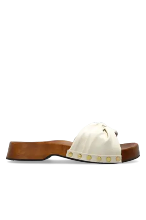 GANNI Studded Clogs - Cream