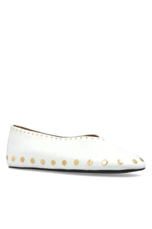 GANNI Studded Ballet Flats - White