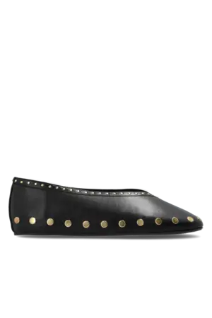 GANNI Studded Leather Ballet Flats - Black