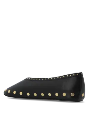 GANNI Studded Leather Ballet Flats - Black