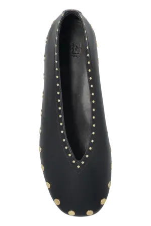 GANNI Studded Leather Ballet Flats - Black
