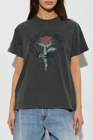 GANNI Printed T-shirt - Grey
