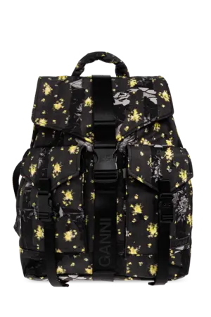 GANNI Floral Motif Backpack - Grey