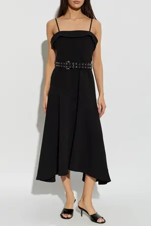 GANNI Asymmetrical Midi Dress With Belt