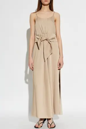 Emporio Armani Strappy Maxi Dress With Belt - Beige