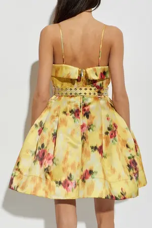 GANNI Belted Mini Dress - Yellow