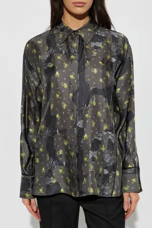 GANNI Silk Shirt With Waist Tie
