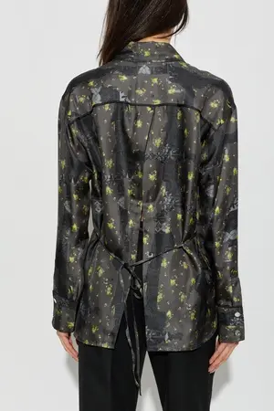 GANNI Silk Shirt With Waist Tie