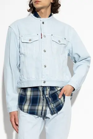 Dsquared2 Denim Trucker Jacket With Pockets - Light Blue