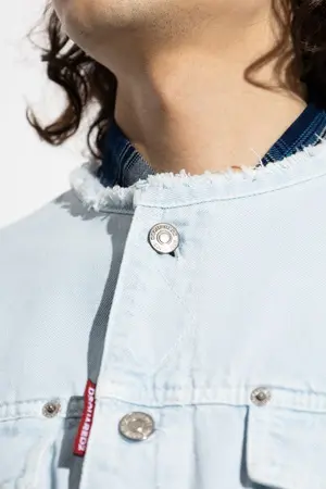 Dsquared2 Denim Trucker Jacket With Pockets - Light Blue