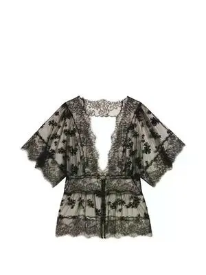 Dolce & Gabbana Tulle Top With Flower Embroidery - Black