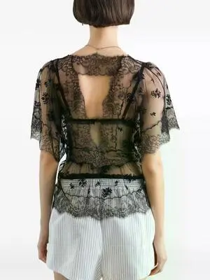Dolce & Gabbana Tulle Top With Flower Embroidery