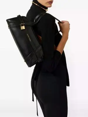 Elisabetta Franchi Leather Shoulder Bag With Metal Padlock