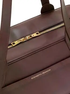 Elisabetta Franchi Padlock Leather Shoulder Bag - Brown