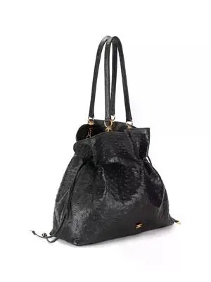 Elisabetta Franchi Leather Tote Bag With Ostrich Print