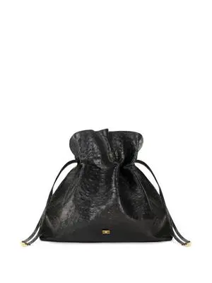 Elisabetta Franchi Leather Tote Bag With Ostrich Print