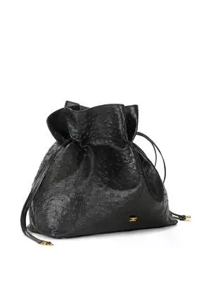 Elisabetta Franchi Leather Tote Bag With Ostrich Print