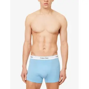 Calvin Klein Icon Logo-waistband Pack-of-three Stretch-cotton Trunks