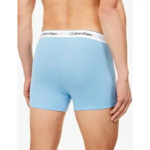 Calvin Klein Icon Logo-waistband Pack-of-three Stretch-cotton Trunks