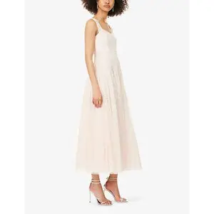 NEEDLE & THREAD Sunrise Sweetheart-neck Tulle Ankle Gown - Opal