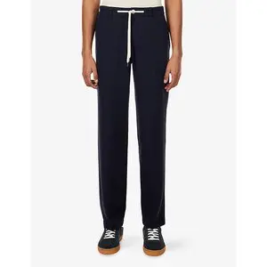 Paige Tiano Straight-leg Linen-blend Trousers - Deep Anchor