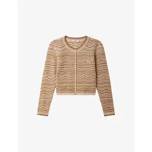 Sandro Round-neck Metallic Knitted Cardigan