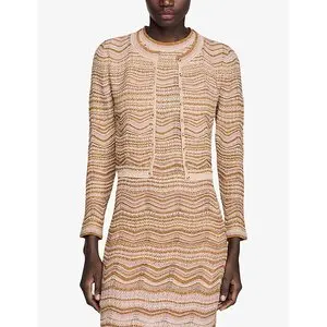 Sandro Round-neck Metallic Knitted Cardigan