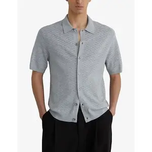 REISS Phoenix Short-sleeved Knitted Shirt - Soft Grey